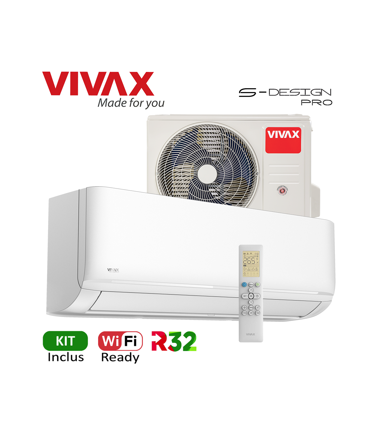 Aer Conditionat VIVAX S-Design PRO ACP-12CH35AESI PRO Wi-Fi Ready Kit de instalare inclus R32 ...